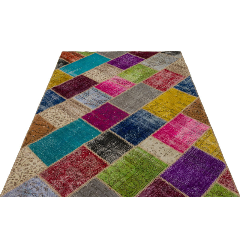 Dakota Fields Farshid Beige Patchwork Wool Handmade Area Rug - Wayfair ...