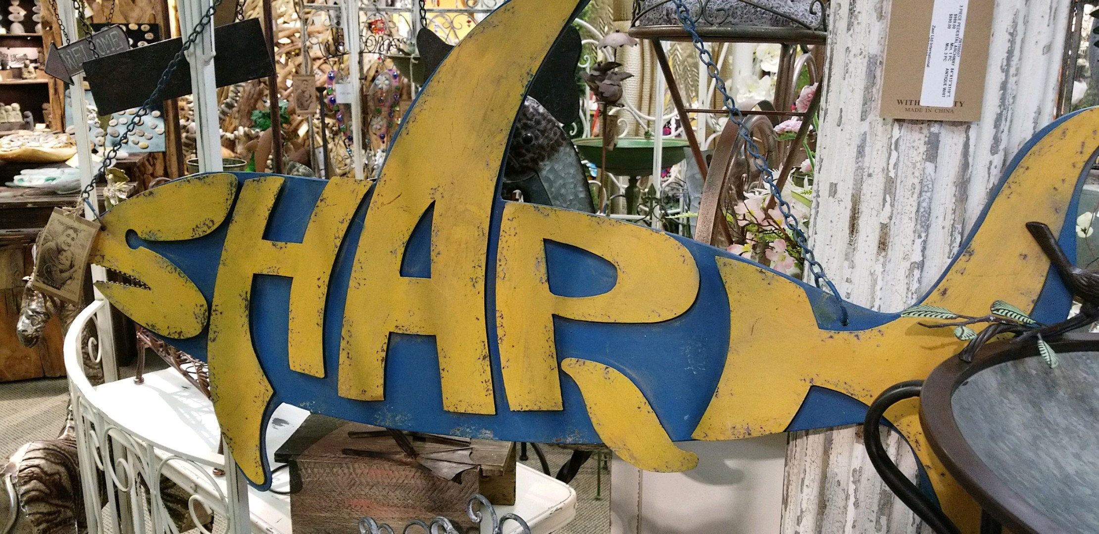 Rosecliff Heights Hanging Metal Shark Sign In Antique Blue - Wayfair Canada