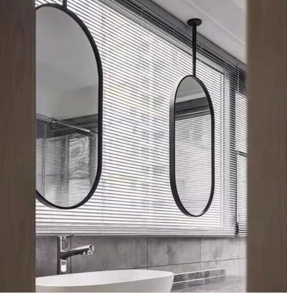 Sani Canada Black Matte Oval Metal Ceiling Mounted Mirror 20"x32" | Wayfair