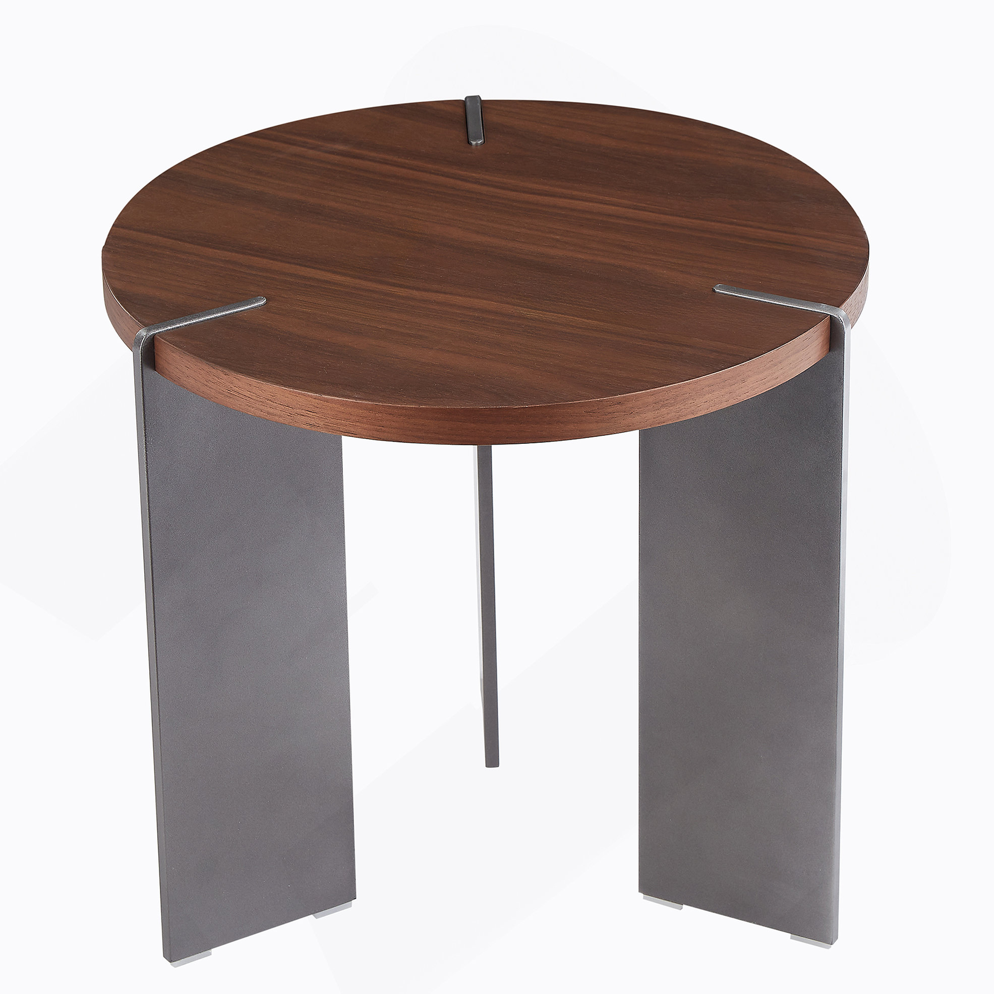 Latitude Run® Round Coffee Table Walnut Wood Surface and Metel Feet ...
