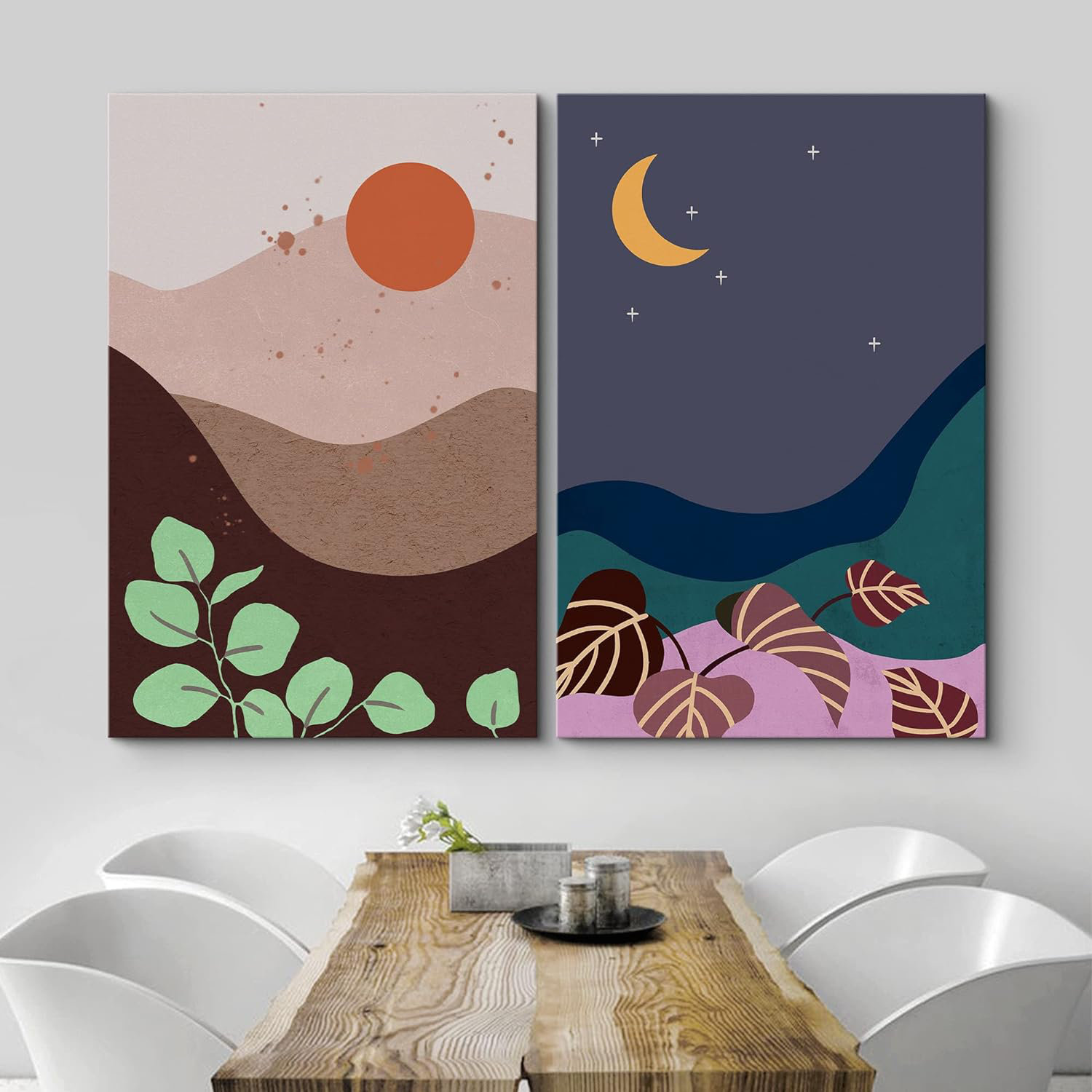 IDEA4WALL Sun & Moon Desert - 2 Piece Print Set | Wayfair