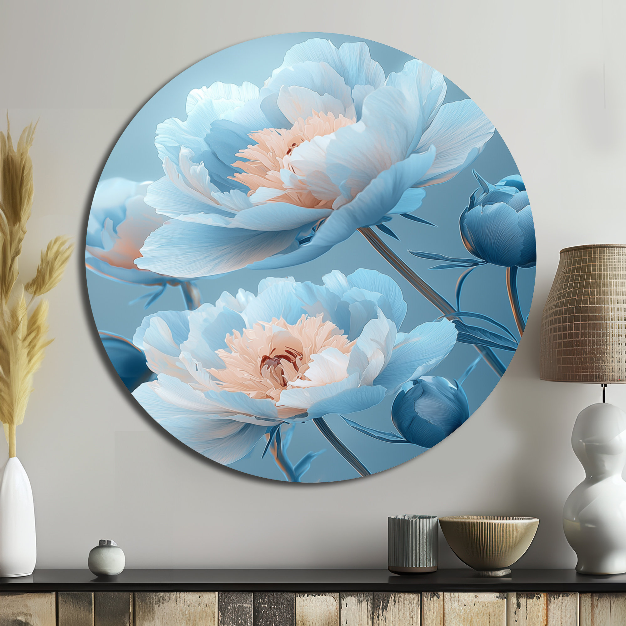 Winston Porter Blue Velvet Peonies Blooms I - Traditional Orange Metal ...
