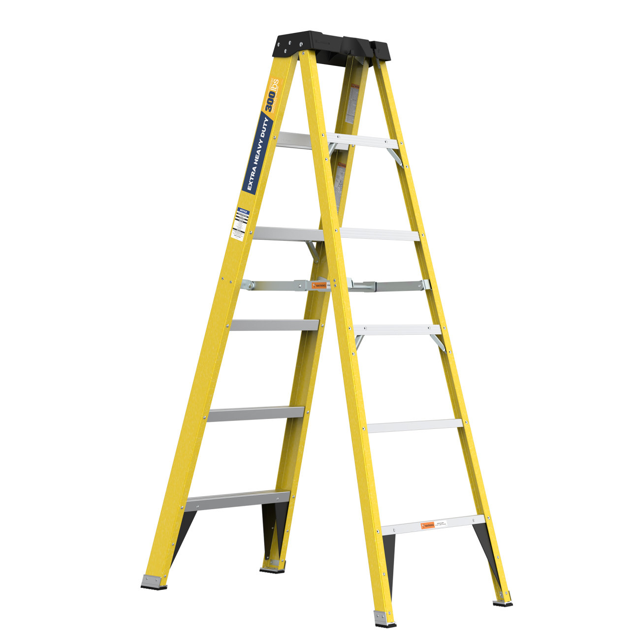 Latitude Run® Fiberglass Step Ladder 6-Step 300LBS Yellow | Wayfair