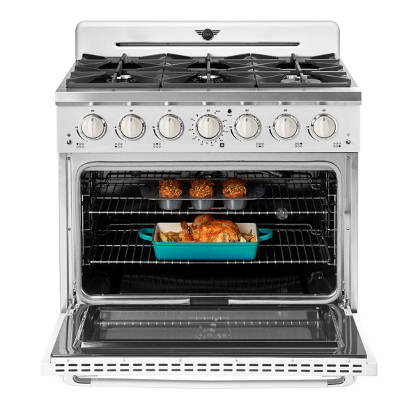 Unique Classic Retro 36" 6-Burner 5.2 cu. ft. Freestanding Gas Range ...