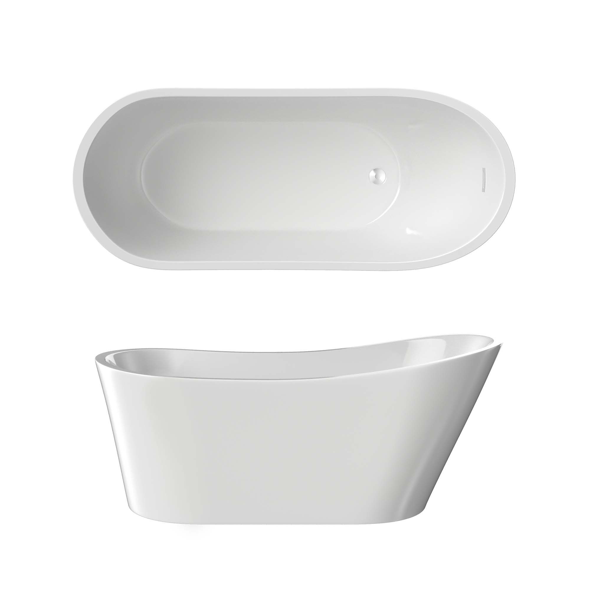 GROUPES Acrylic Freestanding Deep Soaking Bathtub With Chrome Overflow ...