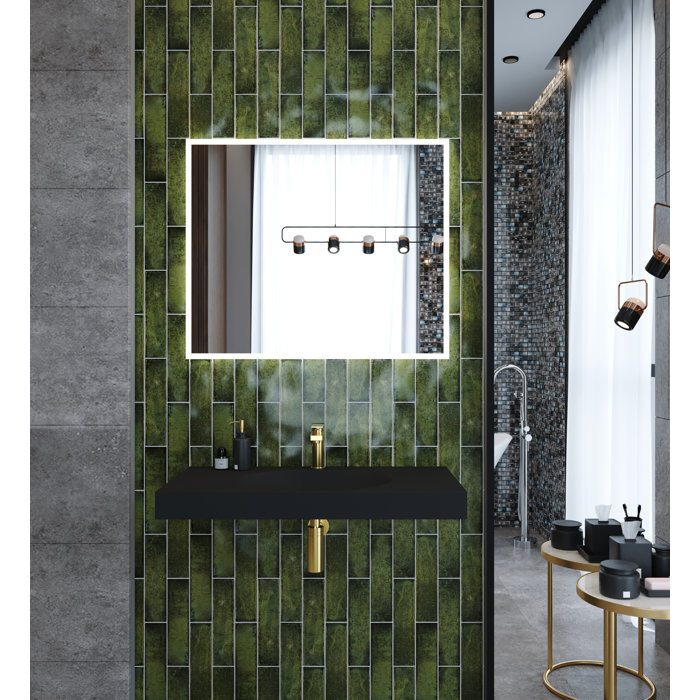 CastelloUSA Darleen 36" Solid Surface Thin Rectangular Wall Mount ...