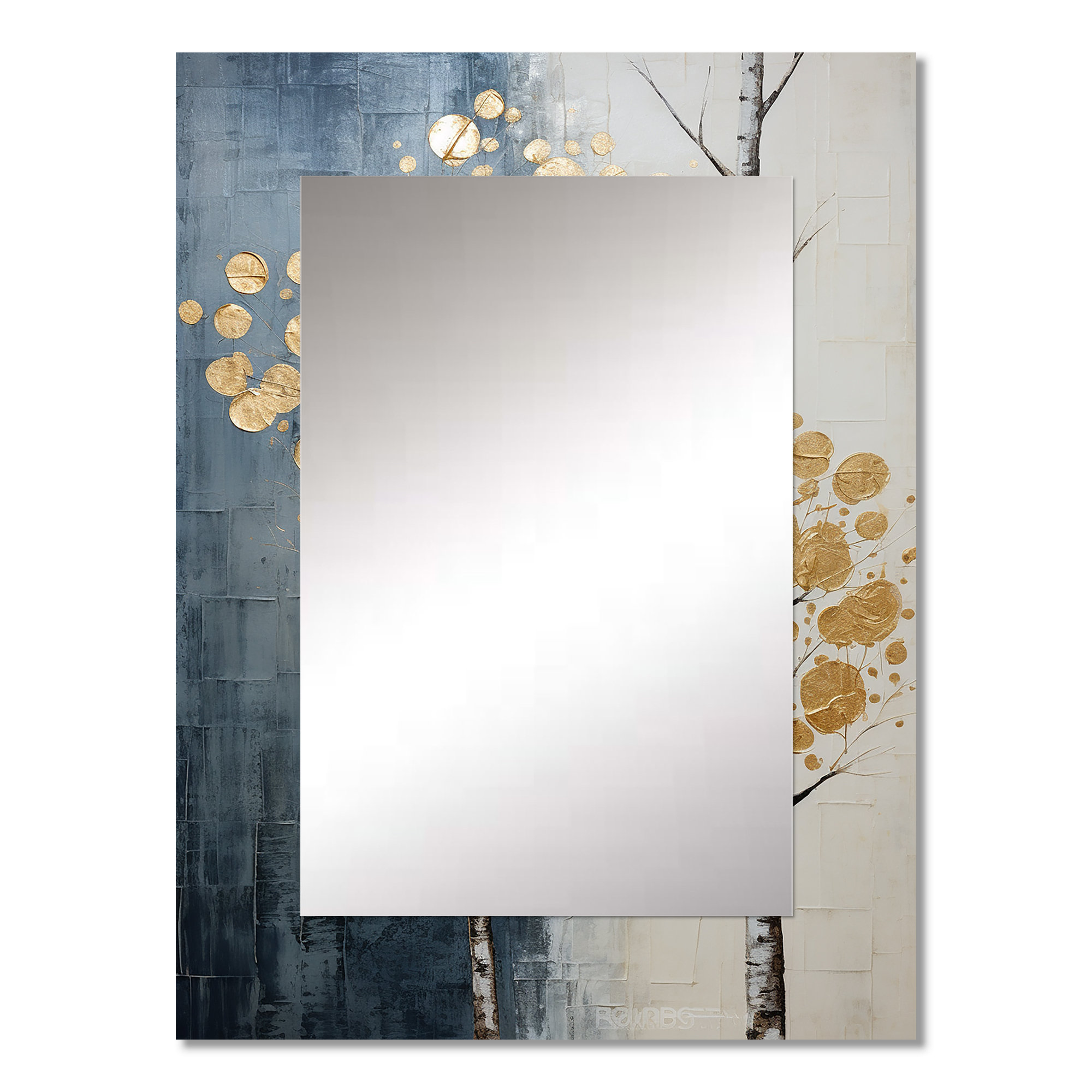 Dakota Fields Minimalism Gold And Blue Trees Scene II - Trees Wall ...