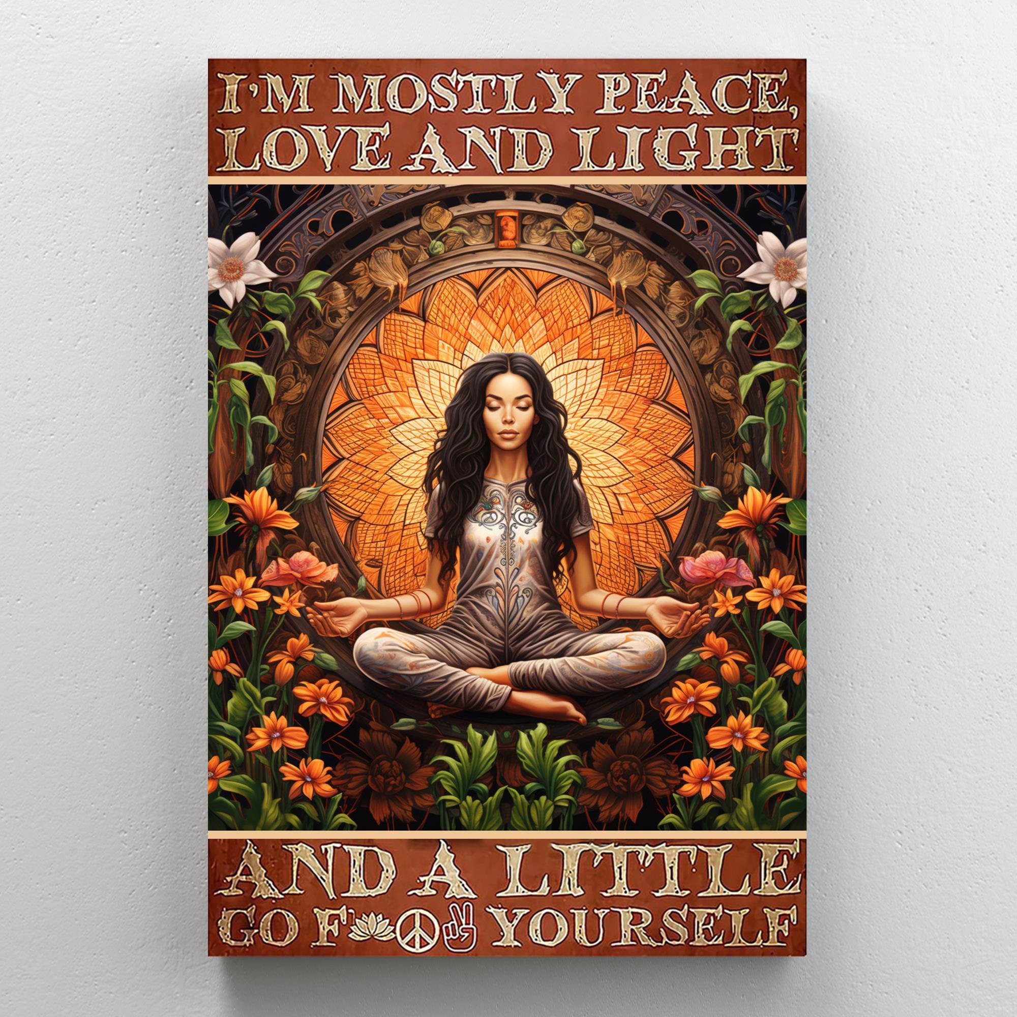 Trinx Yoga Im Mostly Peace Love And Light - 1 Piece Rectangle Graphic ...