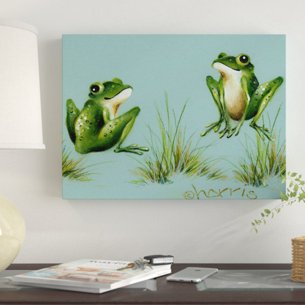 Winston Porter 'April Showers Frogs with Grass' Acrylic Painting Print ...