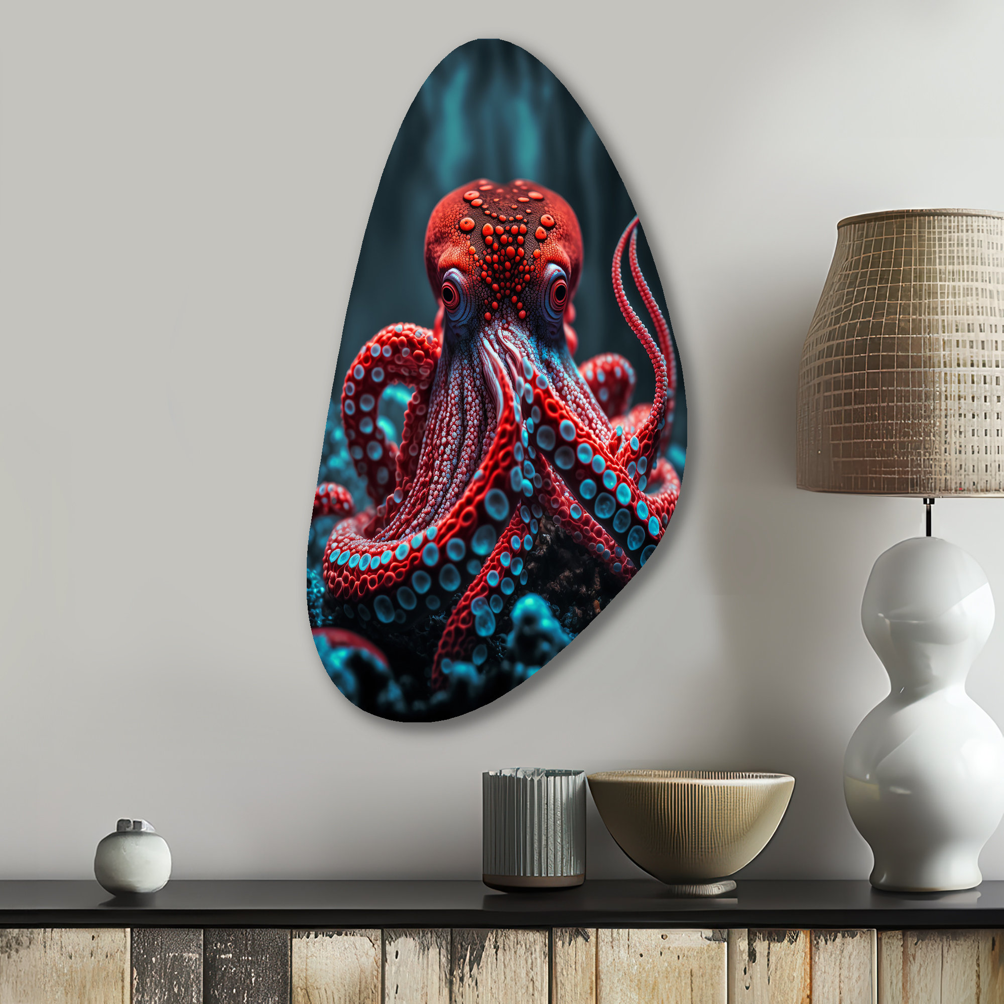 Beachcrest Home™ Red Octopus On The Ocean Floor IV - Animal Octopus ...