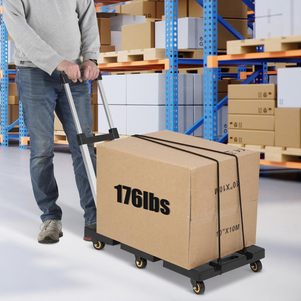 Zstar Folding Hand Truck, With Telescoping Handle And 2 Rubber Wheels ...