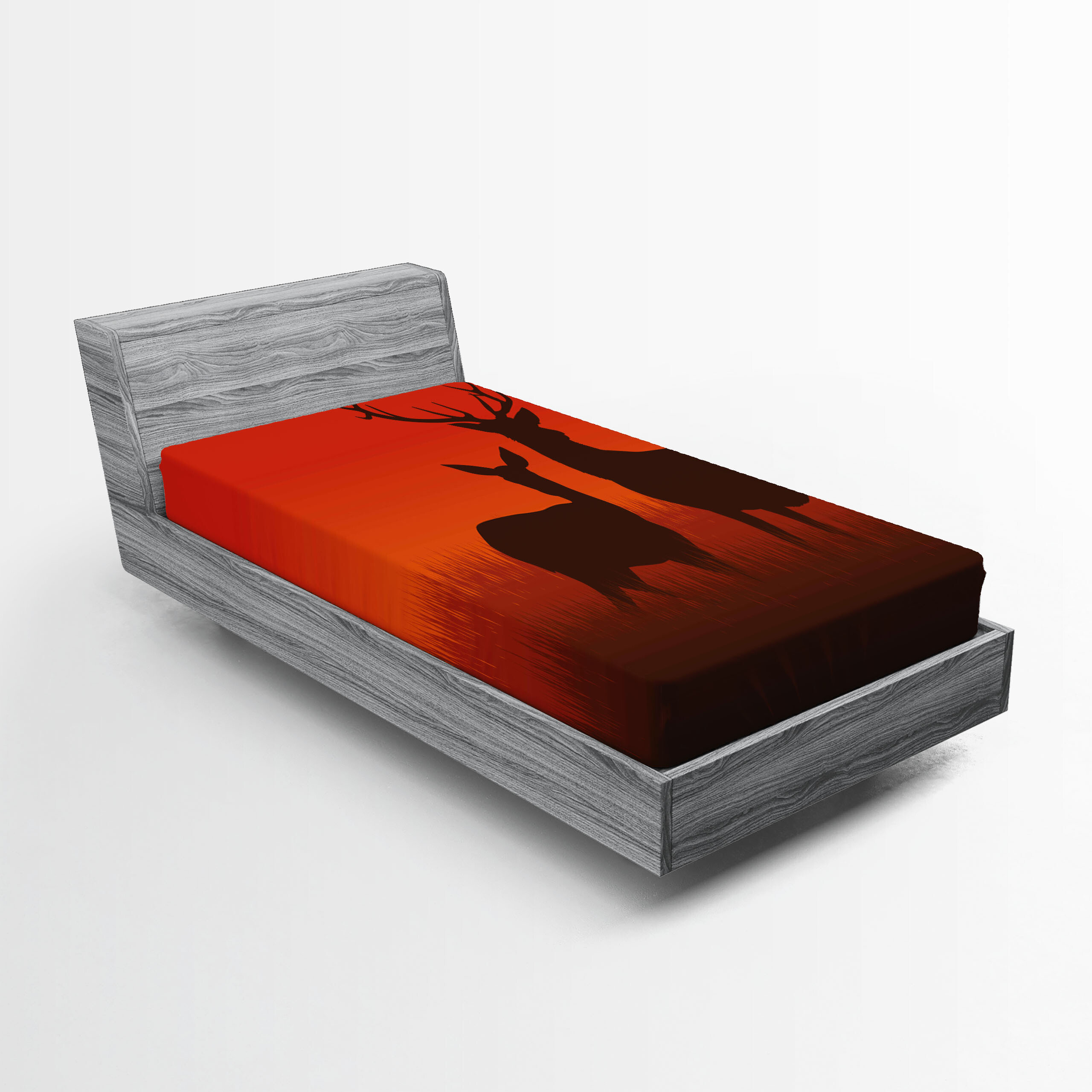 Ambesonne Hunting Fitted Sheet 2-Pack Deer Doe Autumn Multicolor | Wayfair