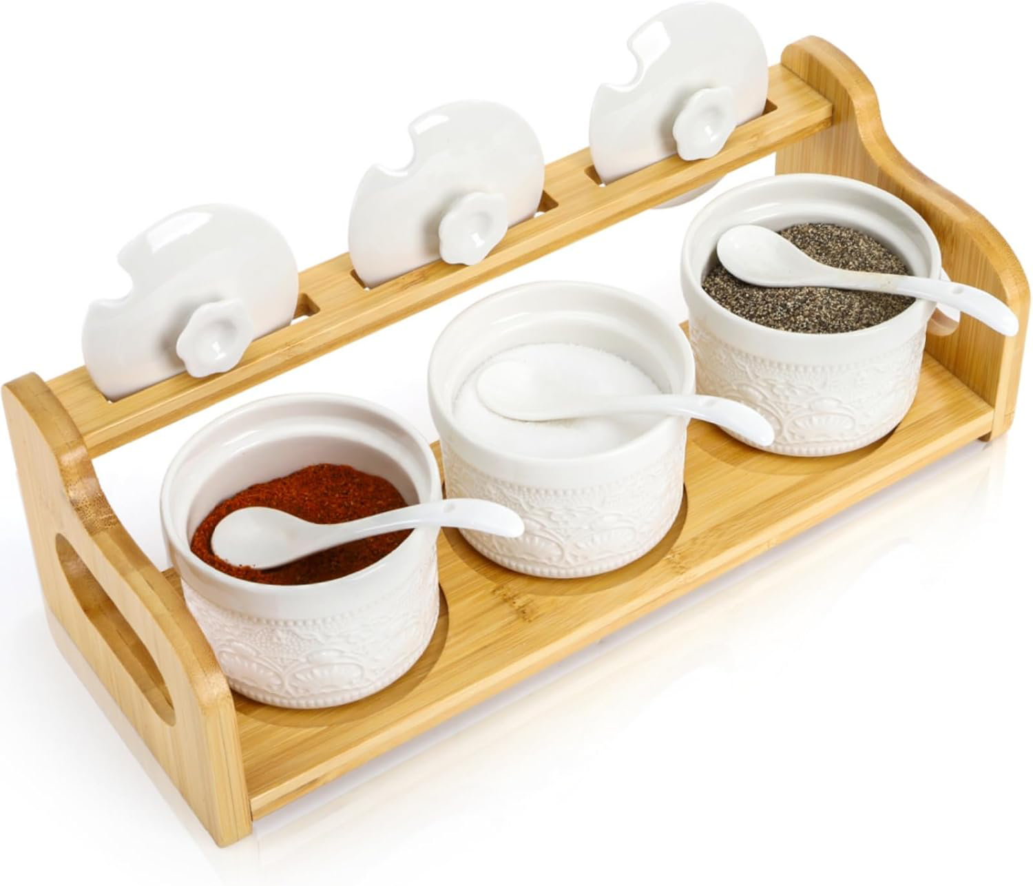 Mint Pantry® With Lid Spoon Bamboo Raised Tray, Salt Sugar Pepper ...