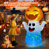The Holiday Aisle® 5FT Halloween Inflatables Pumpkin Ghost Built-in 3 ...