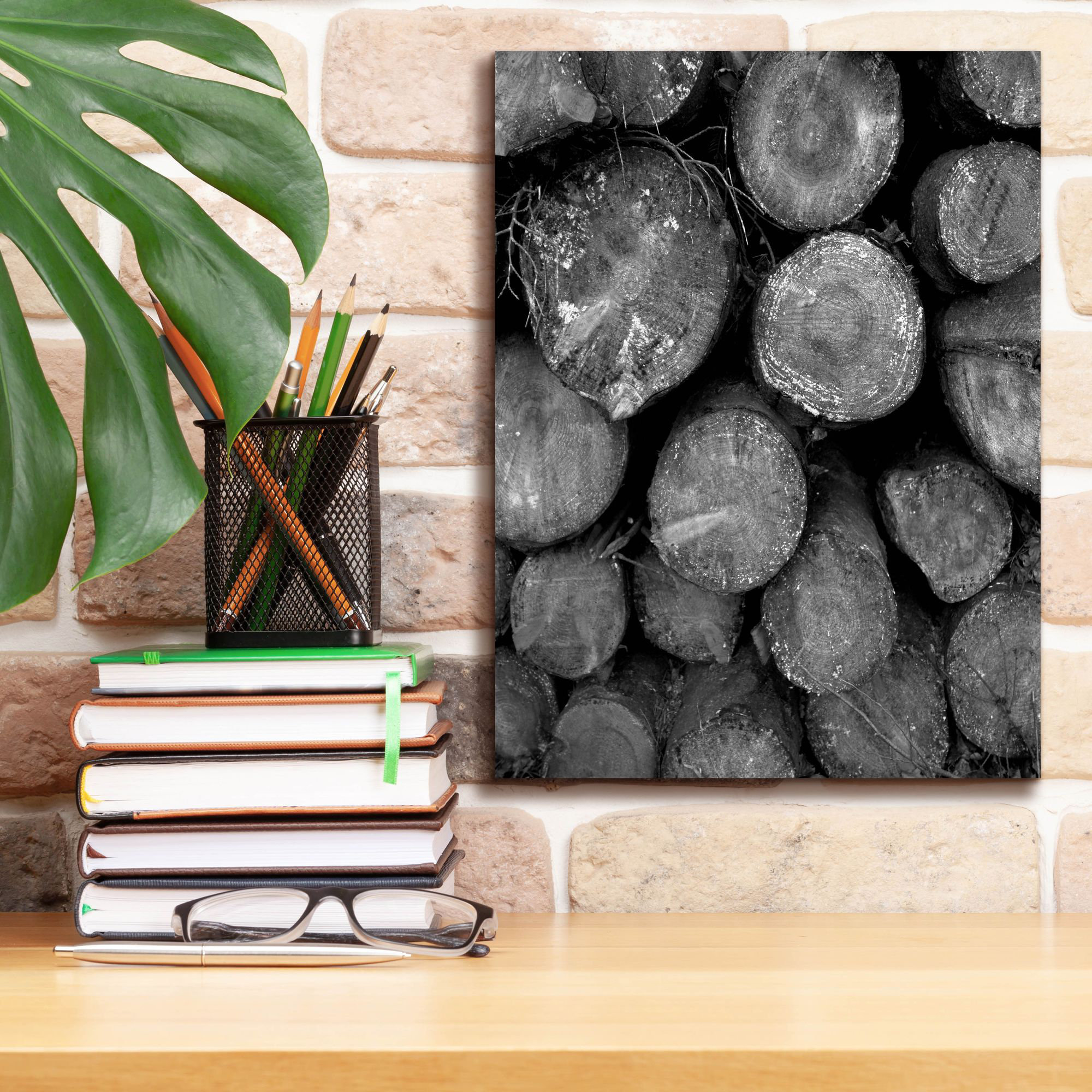 Latitude Run® Logs BW by Tom Quartermaine - Wrapped Canvas Print | Wayfair