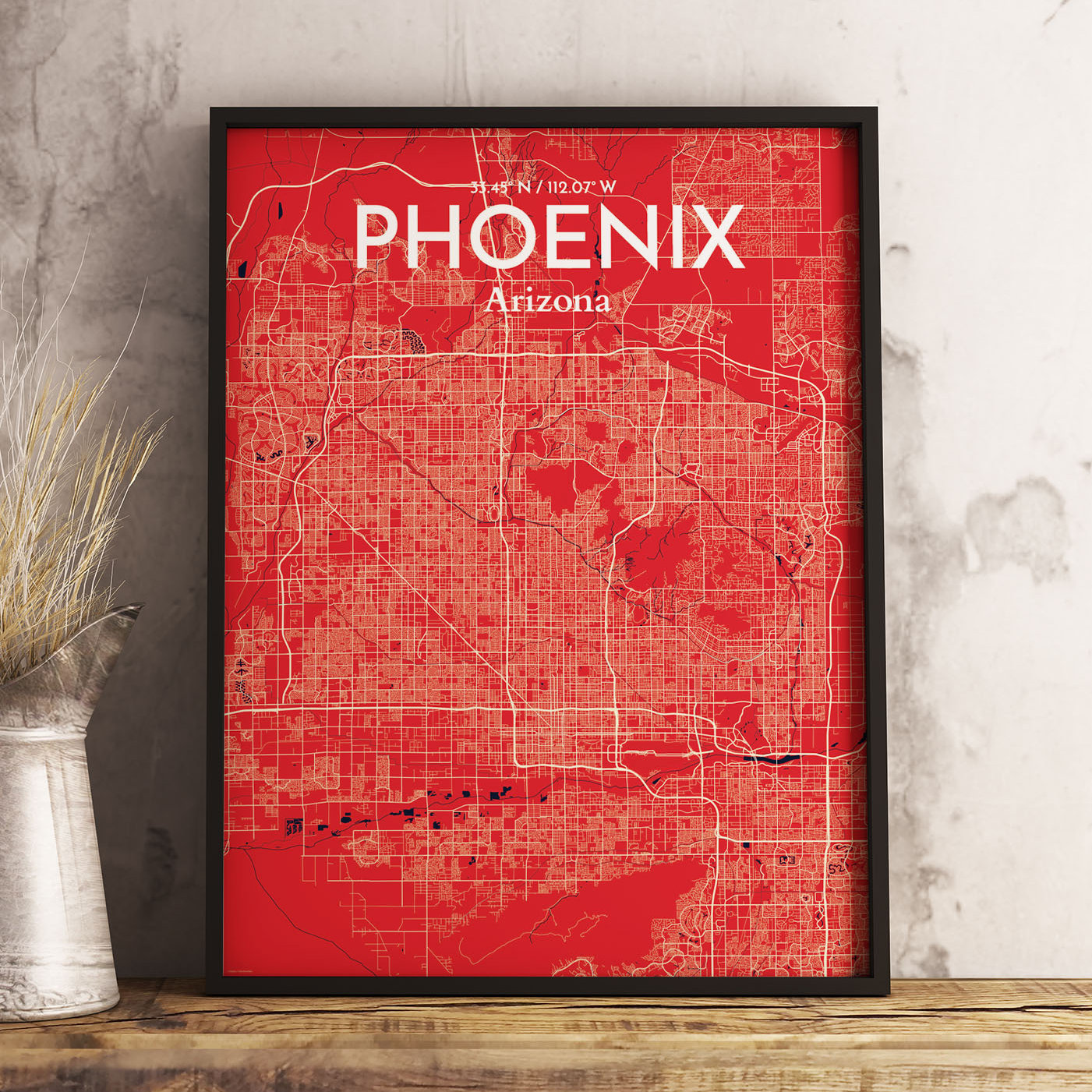 Wrought Studio™ 'Phoenix City Map' Graphic Art Print Poster in Nautical ...