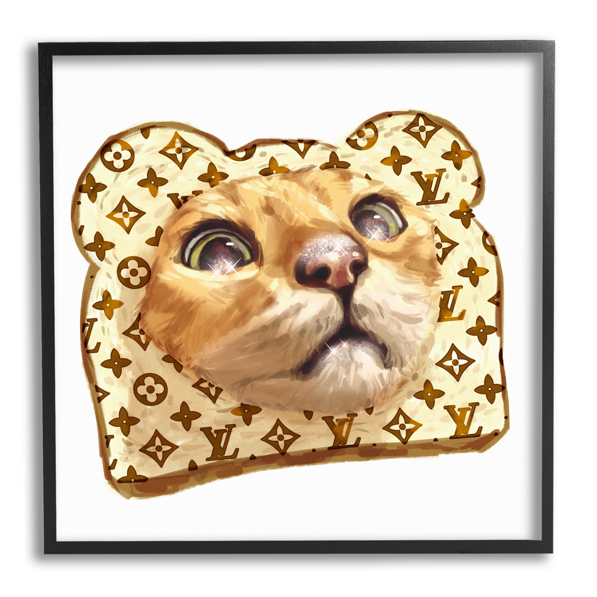 Stupell Industries Cat Face Bread Toast Glam Fashion Motif Pattern ...