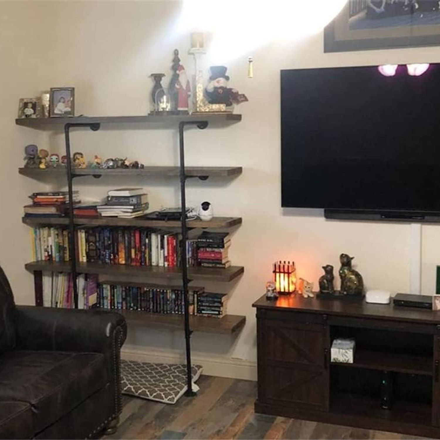 Williston Forge Industrial Wall Mount Iron Pipe Shelf, 5 Shelves ...