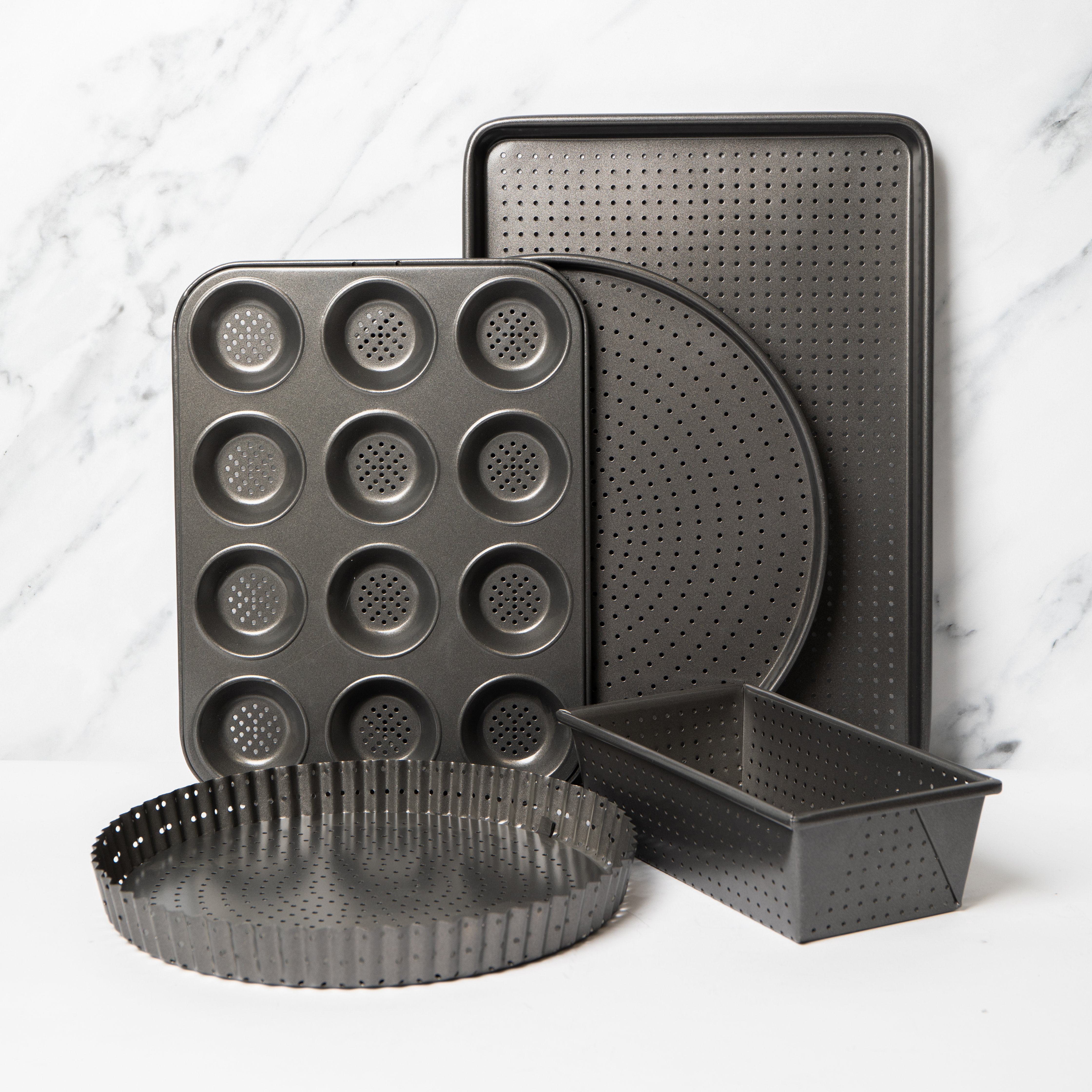 MasterClass 5pc Crusty Bake Bakeware Set, Quiche Tin, Pizza Crisper ...