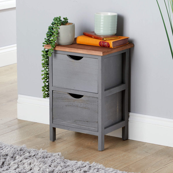 17 Stories Hemsby Fully Assembled 2 Drawer Chest Storage Unit - Grey ...