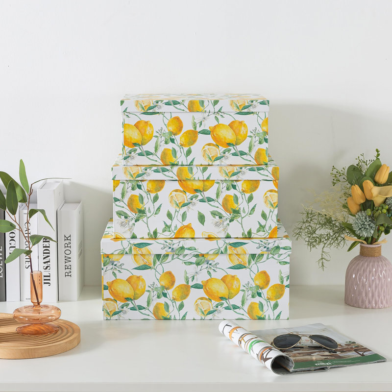 Red Barrel Studio® Decorative Cardboard Storage Boxes with Lids Set of ...