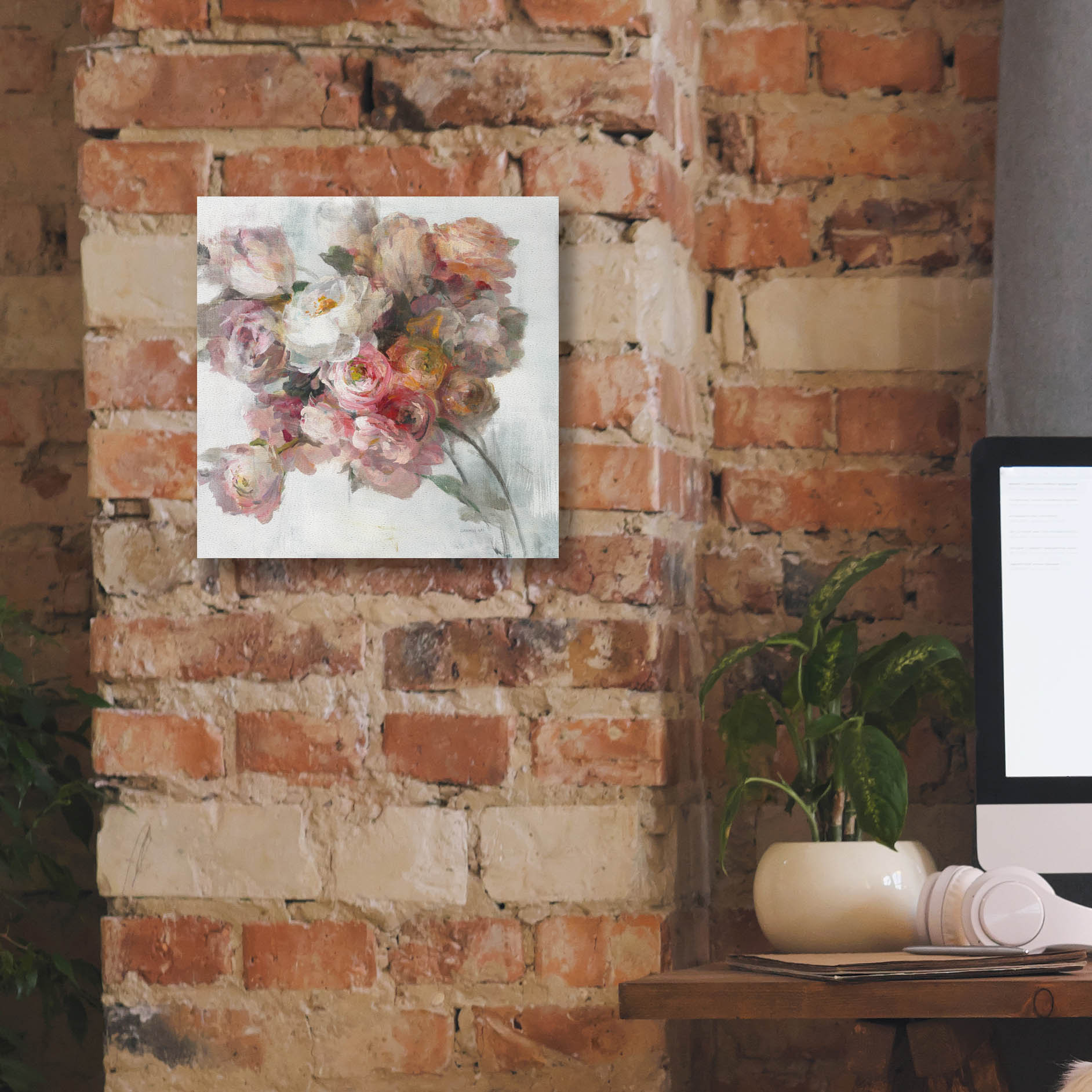 Winston Porter 'Blush Bouquet On White' by Danhui Nai Canvas Wall Art ...