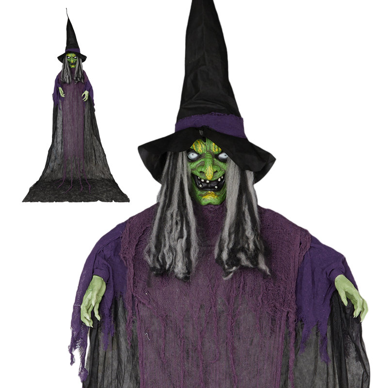 The Holiday Aisle® 11.8FT Hanging Witch With Sound Activation Function ...
