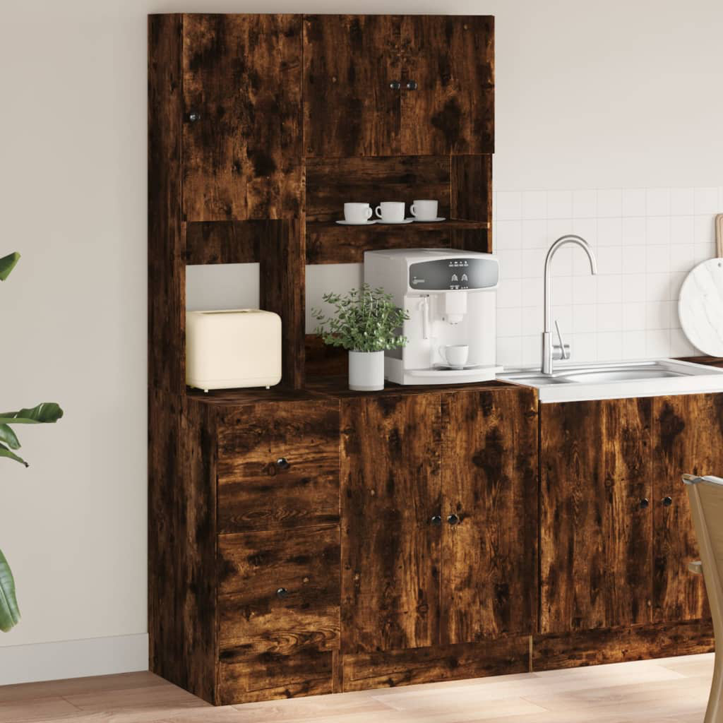 Brayden Studio Kitchen Cabinet Smoked Oak 95X50x180 Cm Engineered Wood ...