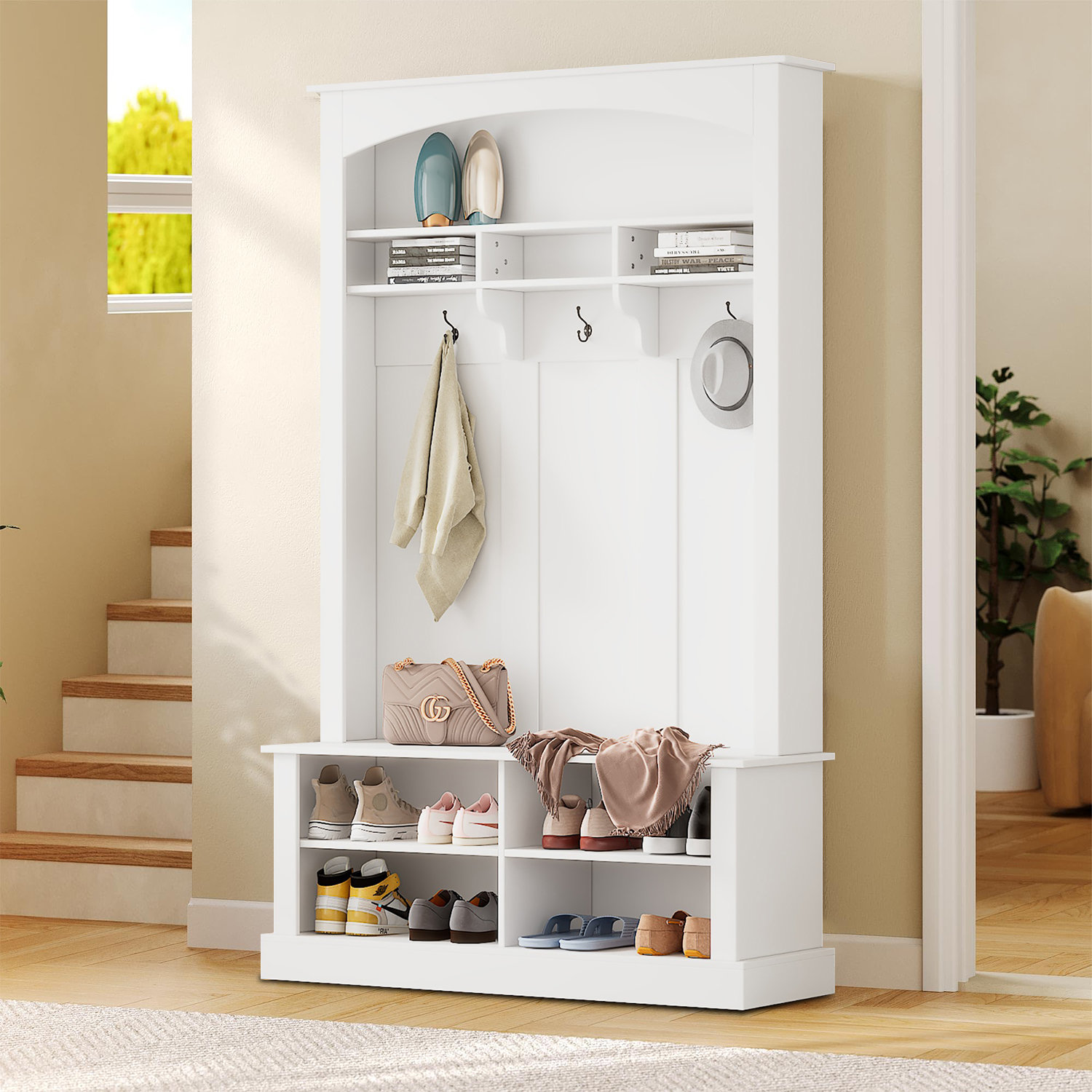 Hokku Designs Multi-purpose design Hall Tree with shoe bench and Open ...