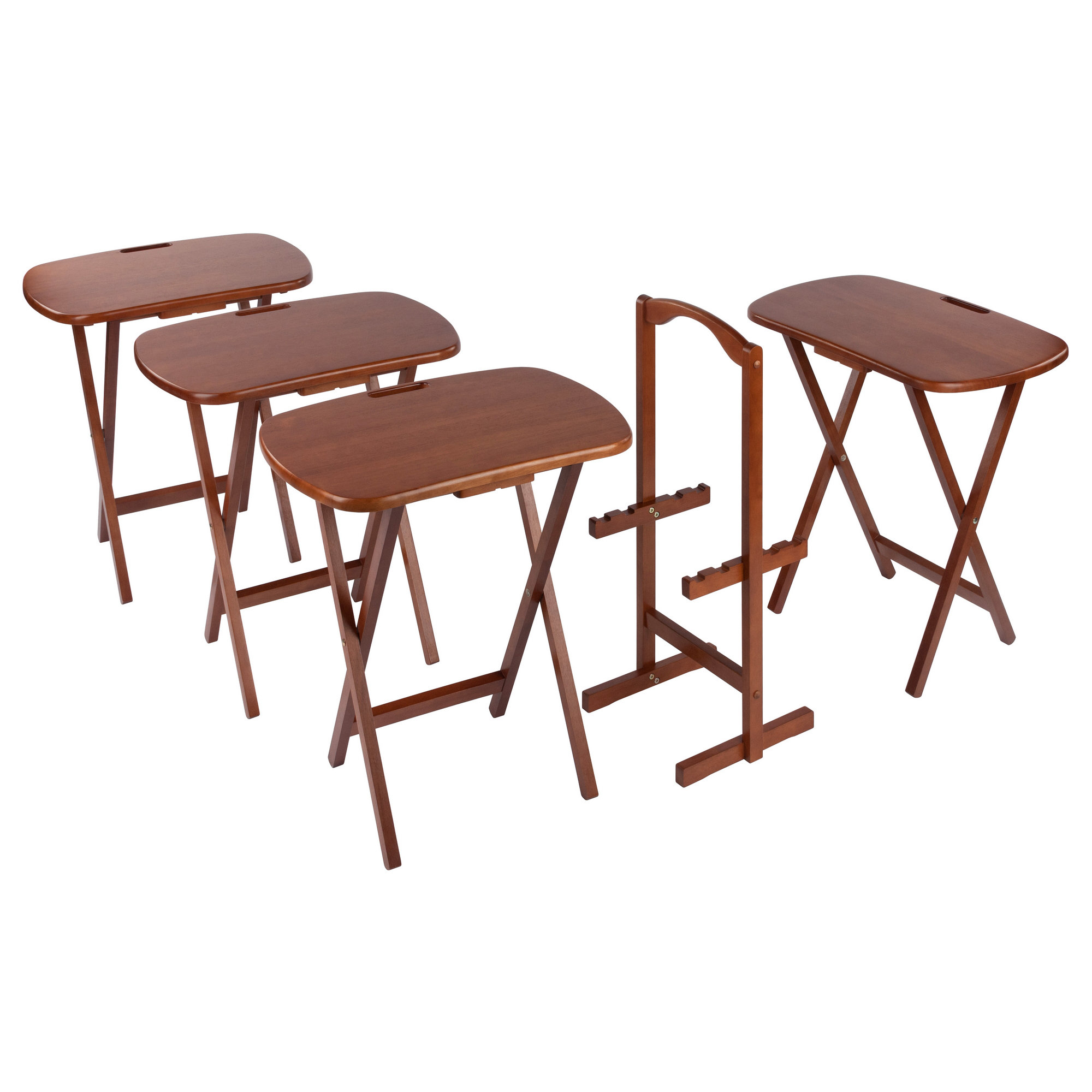 Red Barrel Studio® Lucca 5-pc Snack Table Set, Teak | Wayfair