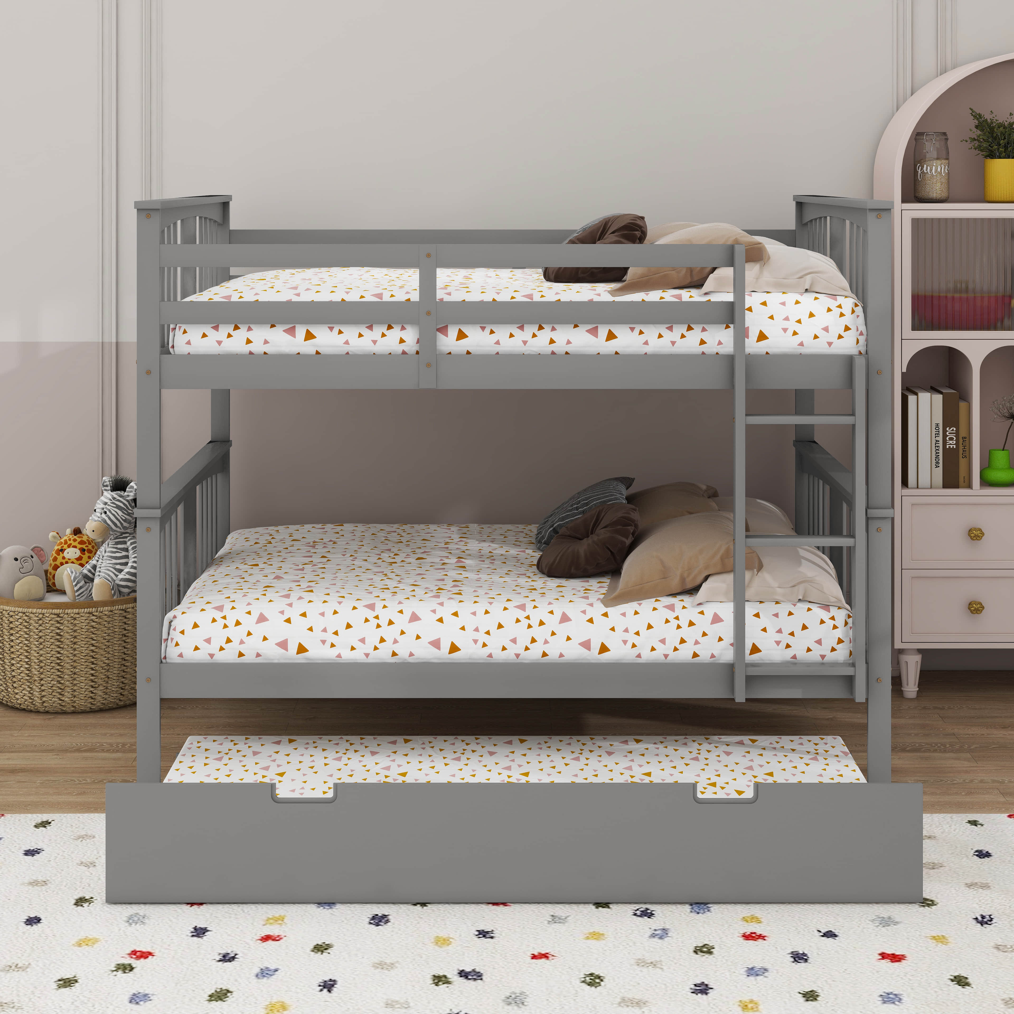 Harriet Bee Full Over Full Bunk Bed With Trundle And Ladder | Wayfair