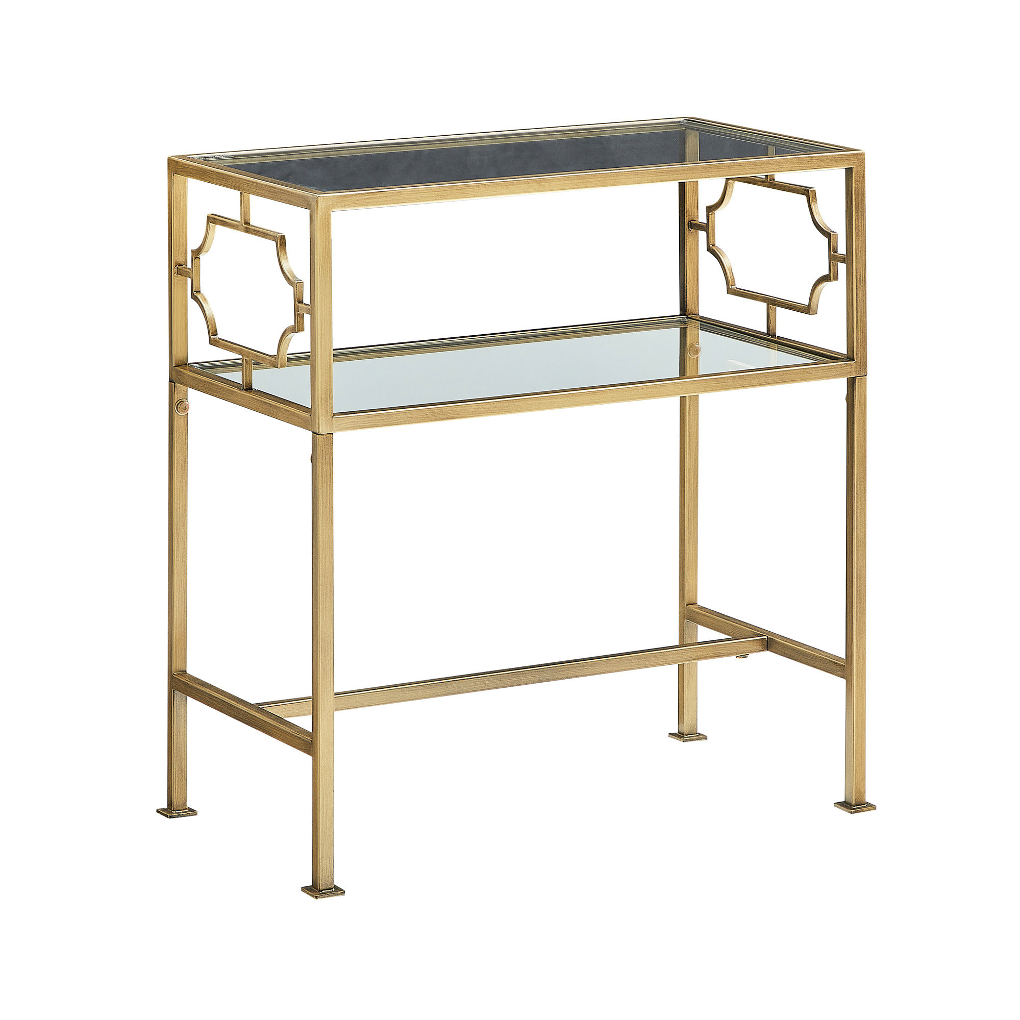 Mercer41 Rectangular Glass And Metal Accent Table In Antique Gold ...
