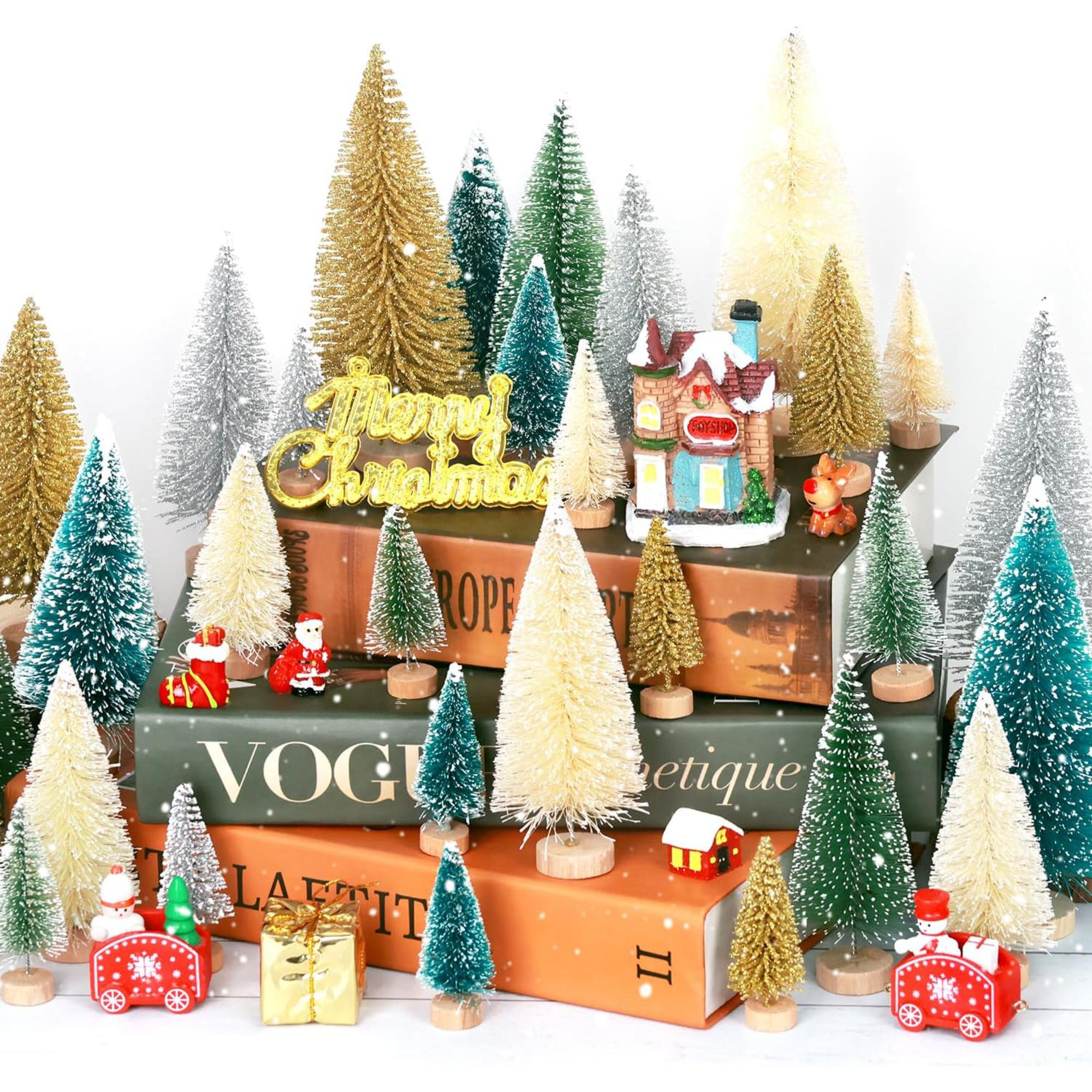 Fleur De Lis Living 30Pcs Mini Christmas Tree Decor, Artificial ...