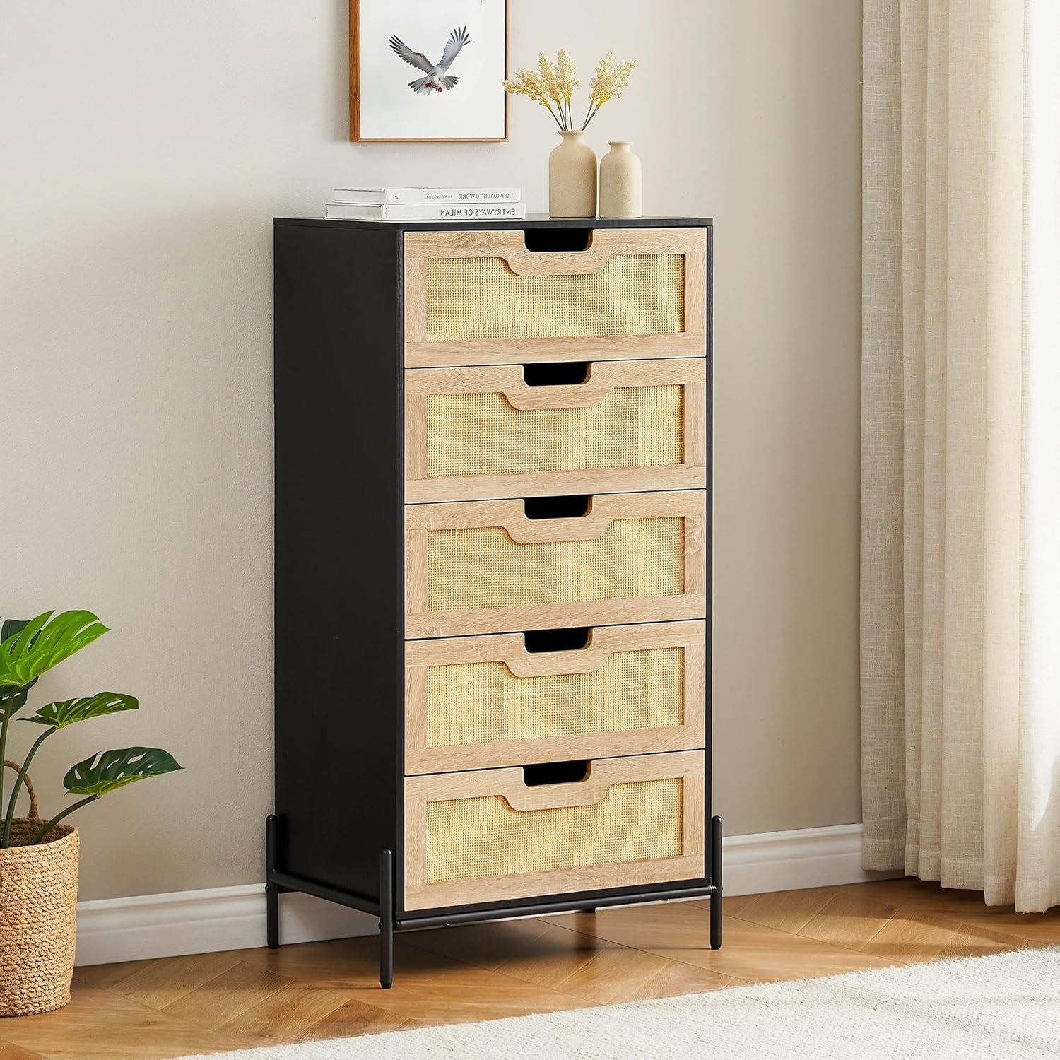 Bayou Breeze Modern Dresser, 5-Drawer Tall Storage Unit For Bedroom ...