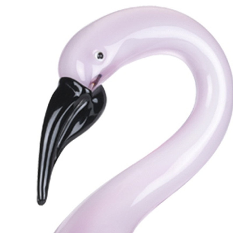 Bayou Breeze Algernard 15" Pink Murano Glass Flamingo Figurine Tabletop ...