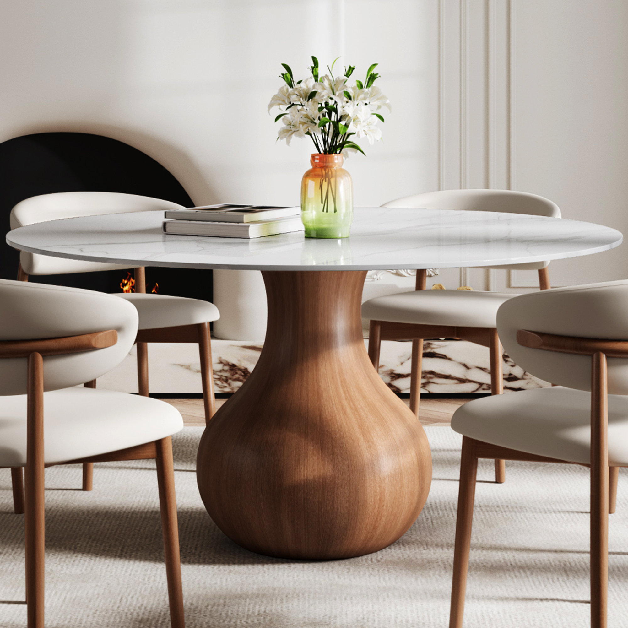 Brayden Studio® Mid-Century Modern Farmhouse Round Sintered Stone ...