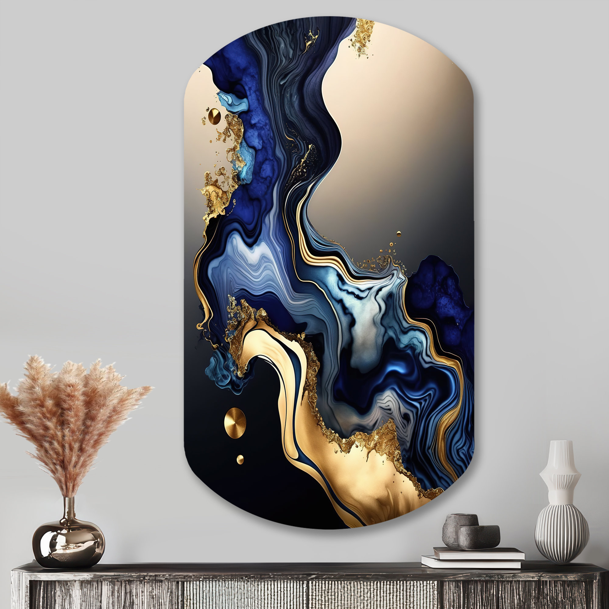 Ivy Bronx Sonda Abstract Marble Geode Blue I - Liquid Ink Asymmetrical ...