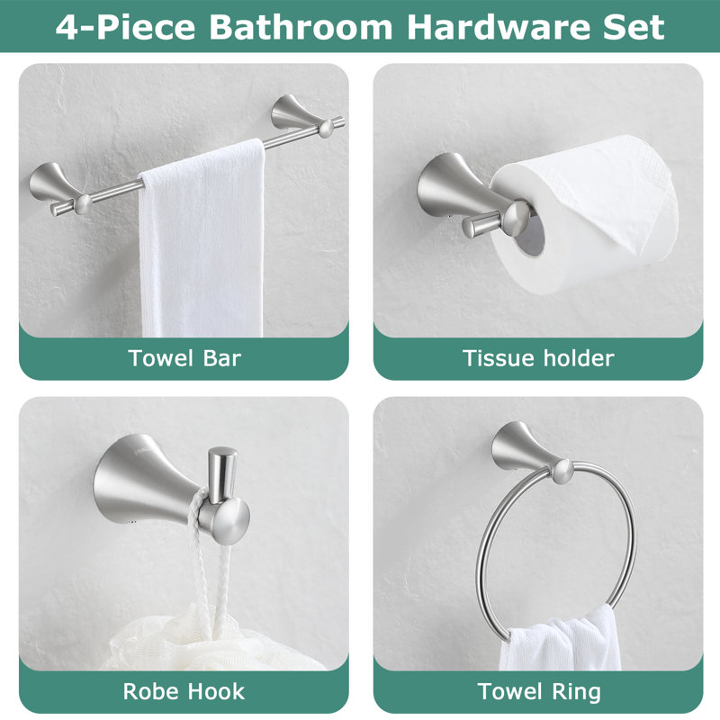 Parlos Home 4 Piece Bathroom Hardware Set | Wayfair