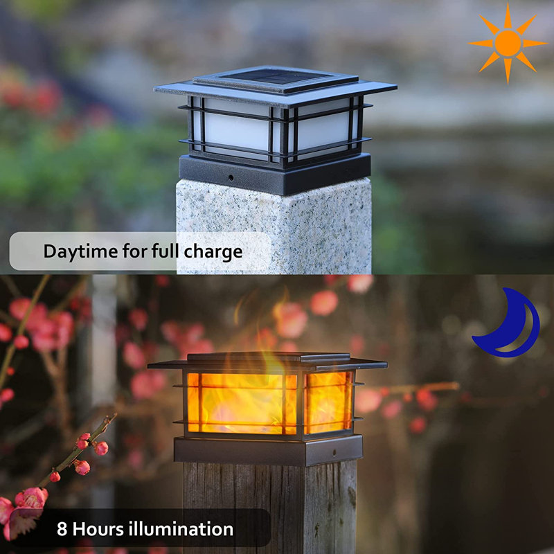 CG INTERNATIONAL TRADING Black Solar Powered Integrated LED Fence Post ...