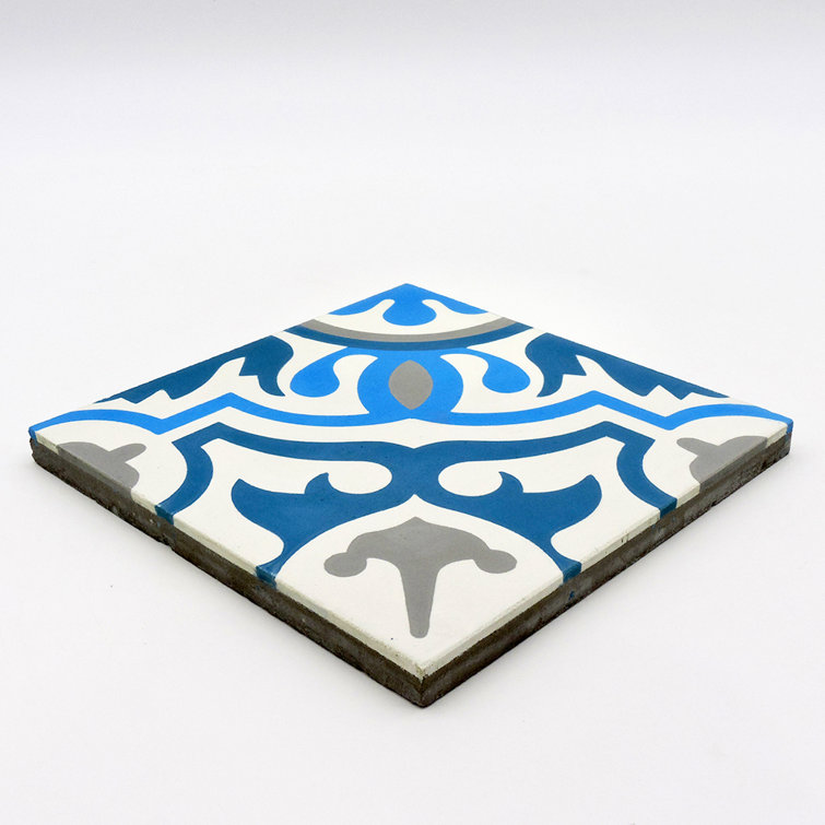 Moroccan Craft Masters 8" x 8" Cement Patterned Wall & Floor Tile | Wayfair