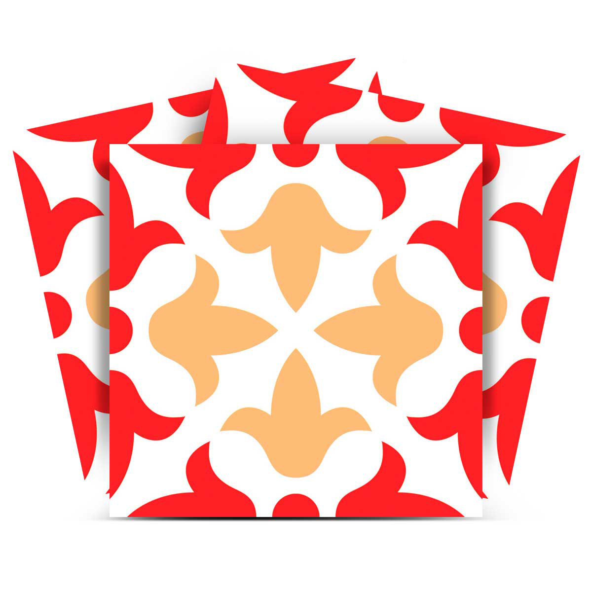 HomeRoots 12" X 12" Red and White Roja Hola Removable Peel and Stick ...