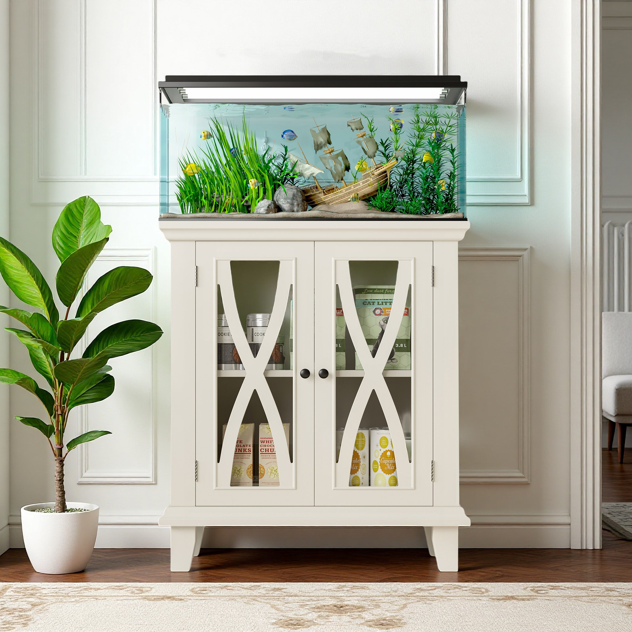 Tucker Murphy Pet™ Farmhouse 20 Gallon Aquarium Stand With Charging ...