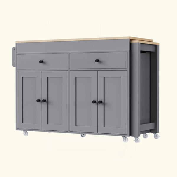 Lark Manor™ Kitchen Island With Extendable Dining Table , Rolling ...