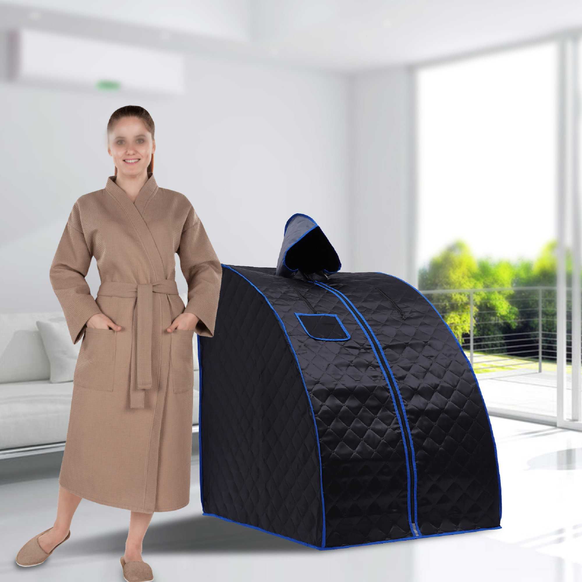 Lomana Single Person Indoor Portable Traditional Steam Sauna with ...