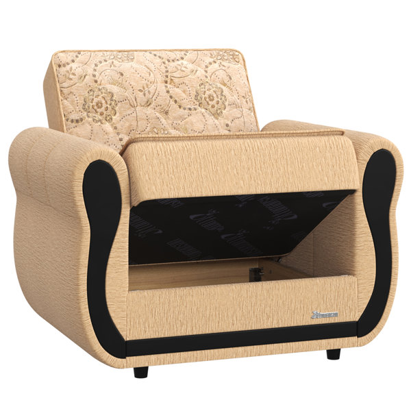 Ottomanson Upholstered Convertible Sleeper Arm Chair with Storage | Wayfair