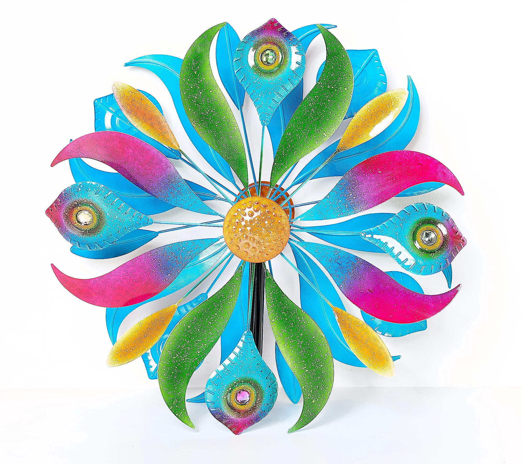 Arlmont & Co. Dual Sided Rainbow with Gemstones Wind Spinner, Peacock ...