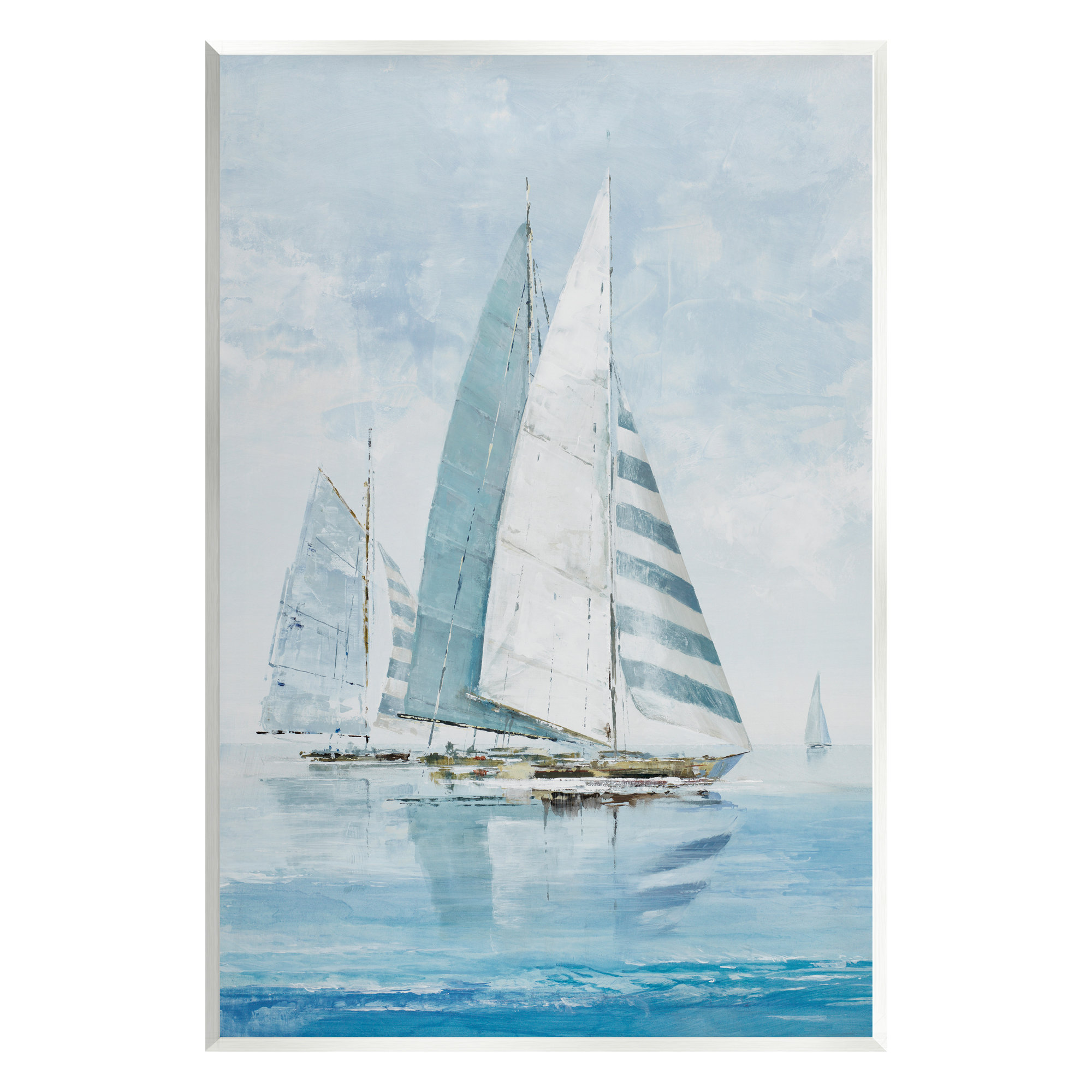 Stupell Industries Ba-036-Framed Blue Maritime Sailboats On Canvas by ...