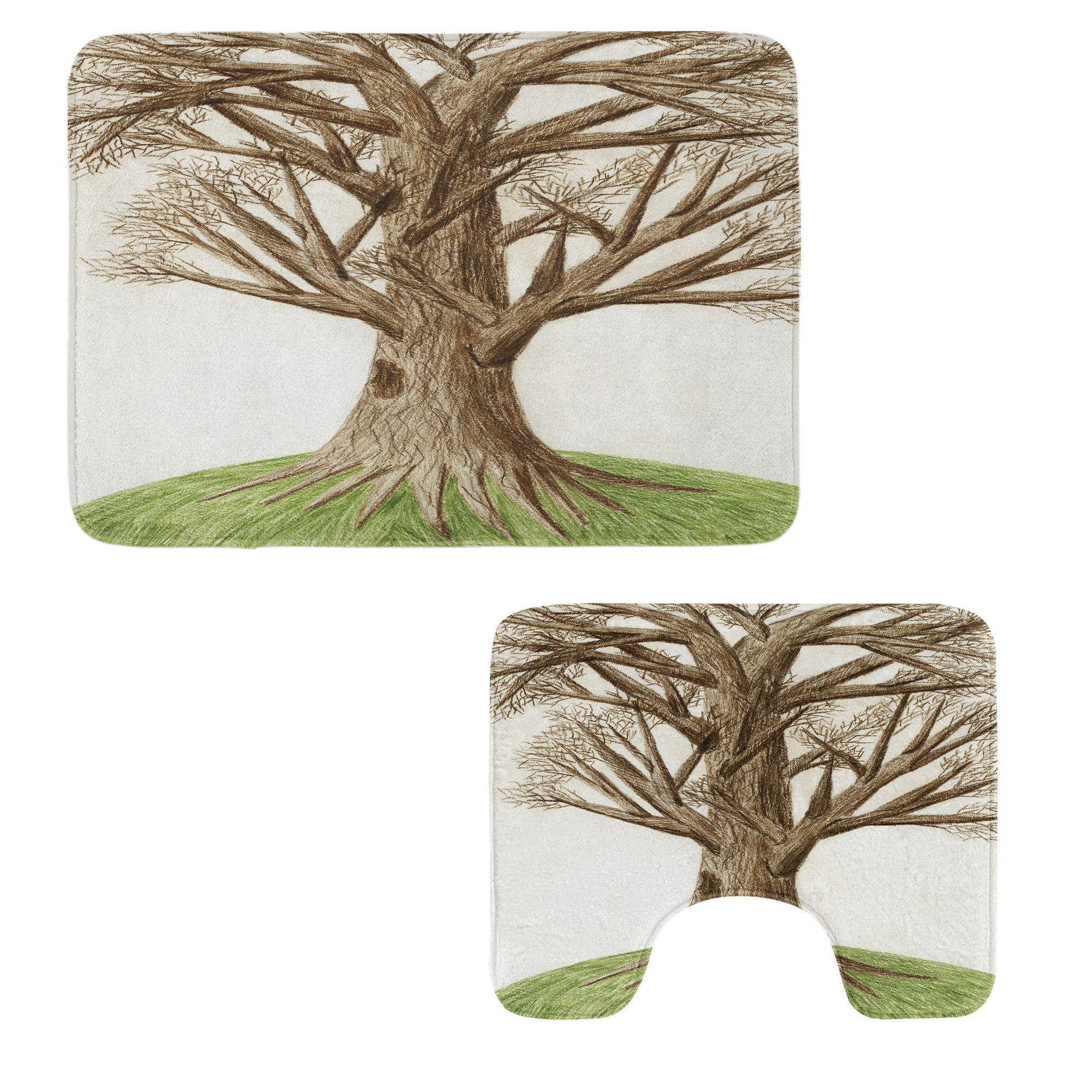East Urban Home Tree Bathroom Rug Set 2 Pieces Rectangle & Contour Mats ...
