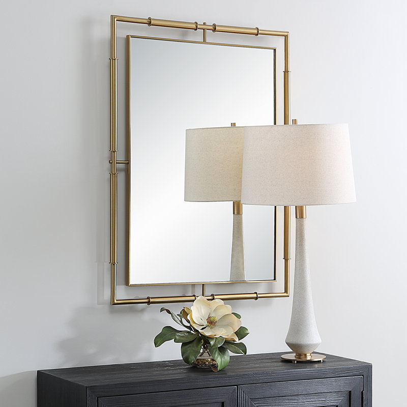 Mercer41 Onur Rectangle Brass Mirror | Wayfair