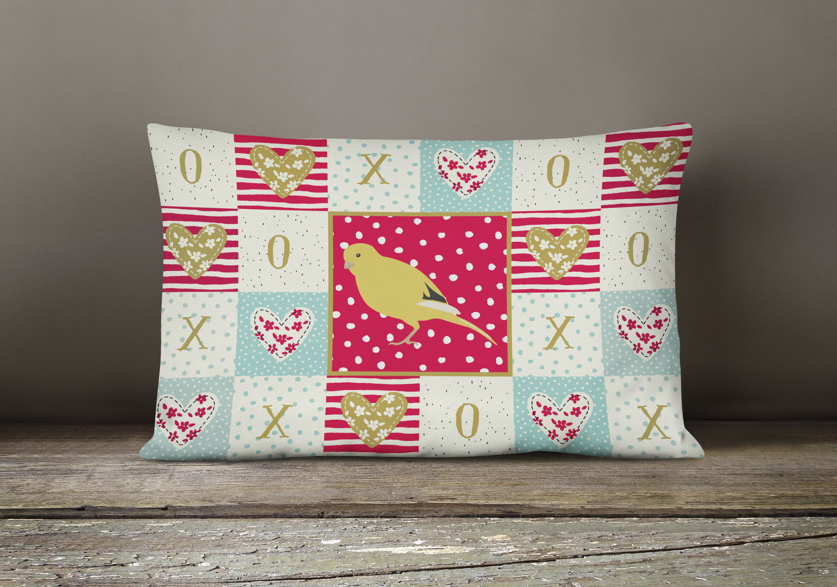 Caroline's Treasures Mae Border Canary Love Outdoor Rectangular Cushion ...